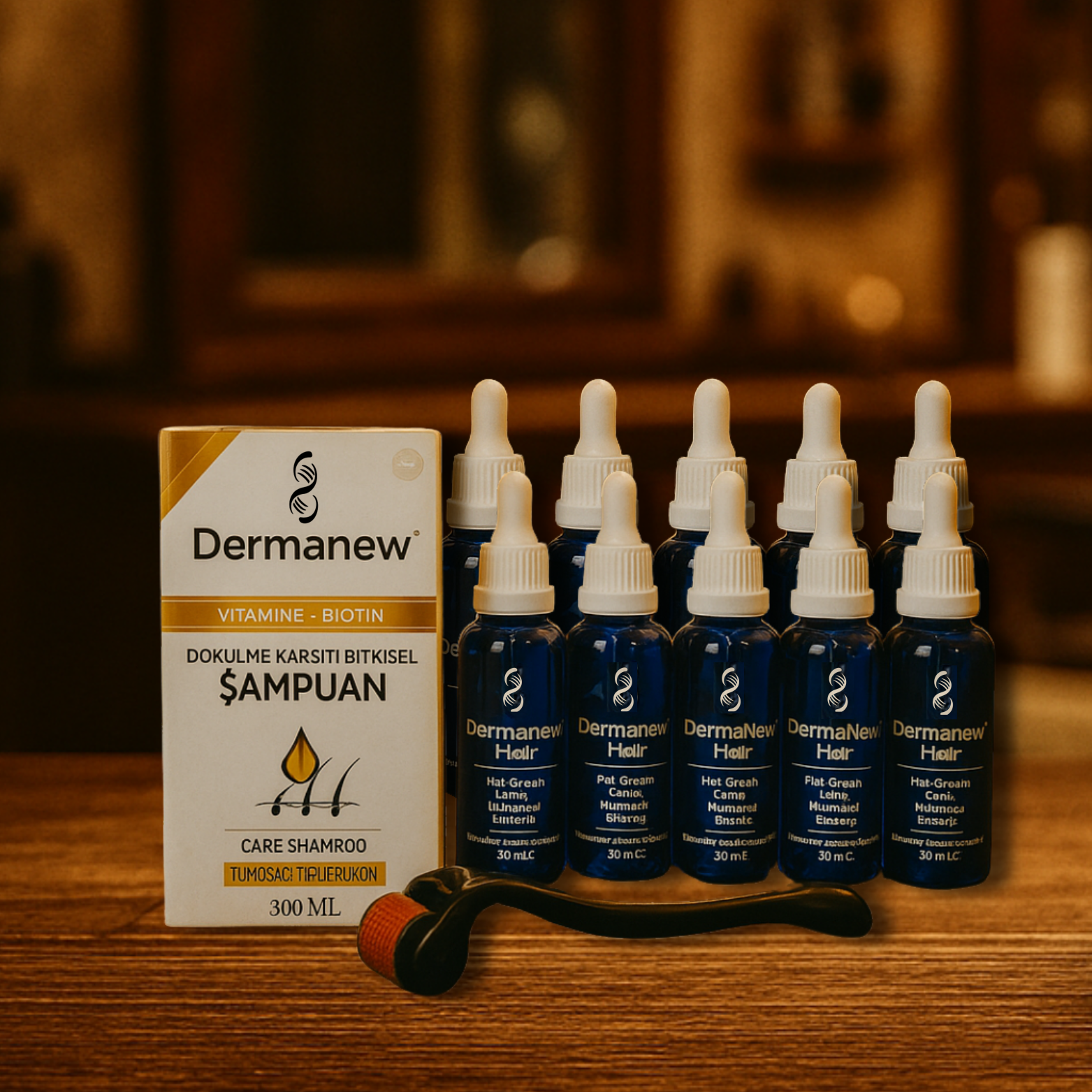 10pcs DermaNew Hair care serum + Derma Roller + Shampoo 300 ml ...