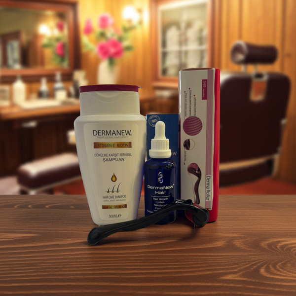 DermaNew Hair care serum + Derma Roller + Shampoo 300 ml – DermaNewHair